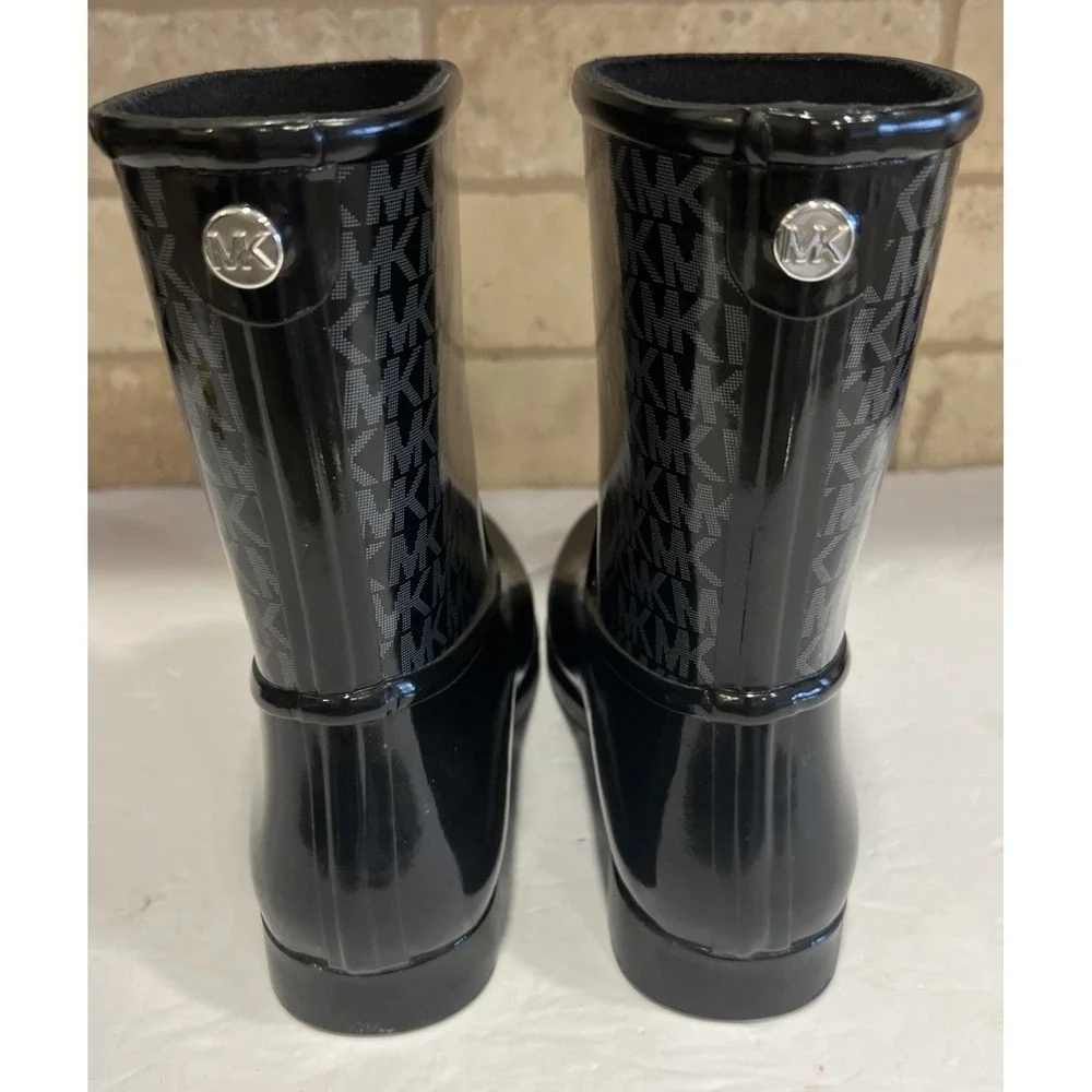 Michael Kors | Shoes | Michael Kors Sutter Black Mk Monogram Rain Boots ...